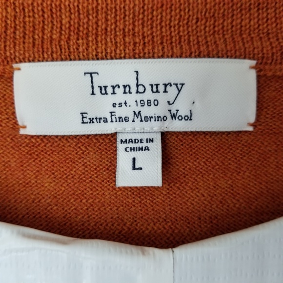 Turnbury | Sweaters | Turnbury Orange Extra Fine Merino Wool Vneck Sz L ...